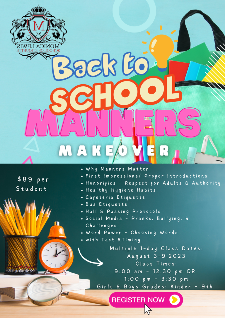 Back to School Manners Makeover - Monica Lewis School of Etiquette