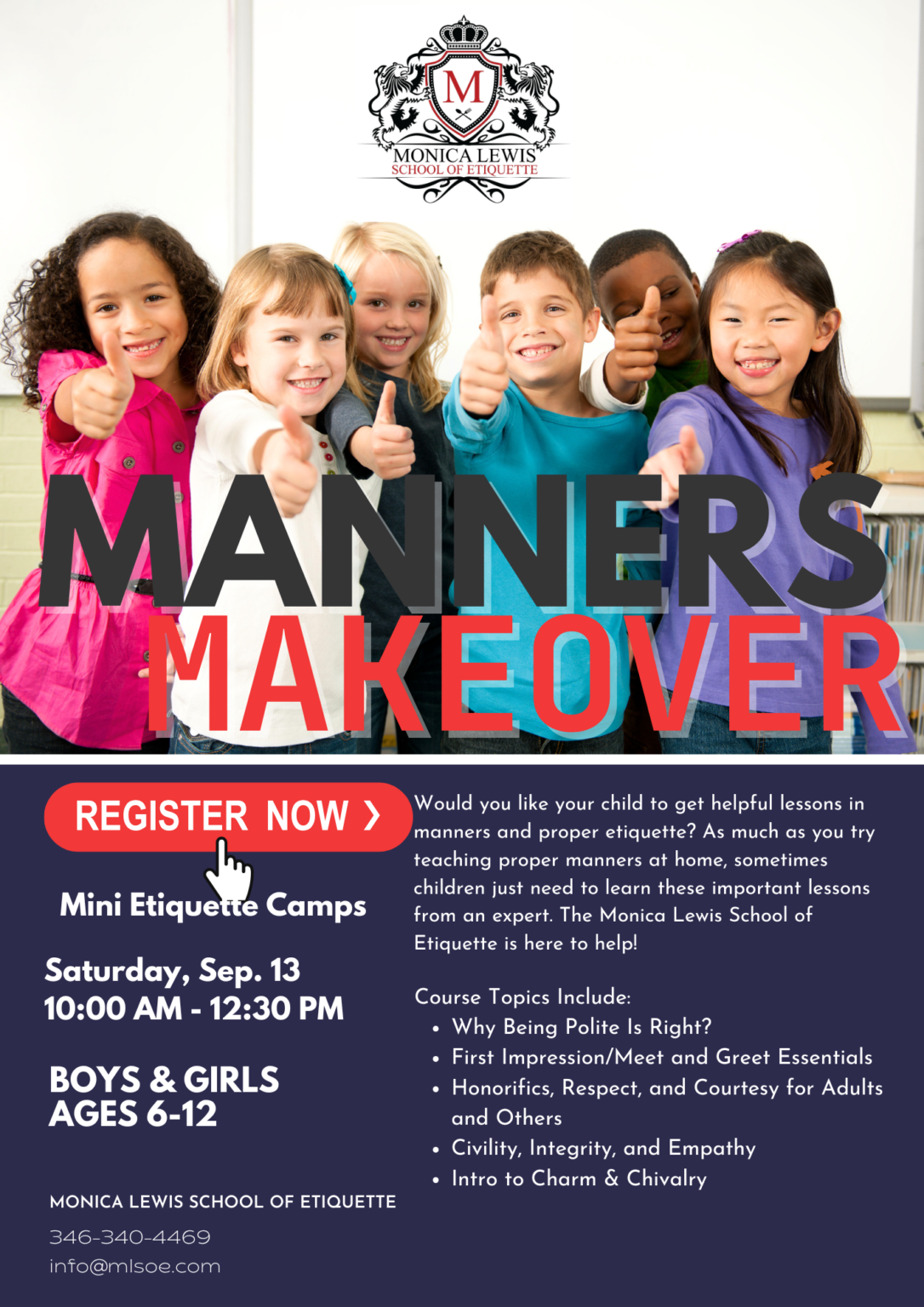 Manners Makeover Workshop - Monica Lewis School of Etiquette